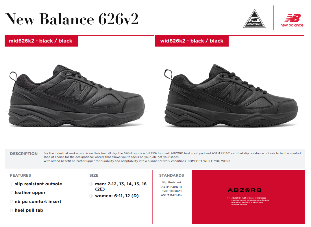 NEW BALANCE WID626K2 (D) Black - WID626K2 - Workwearlink & Embroidery